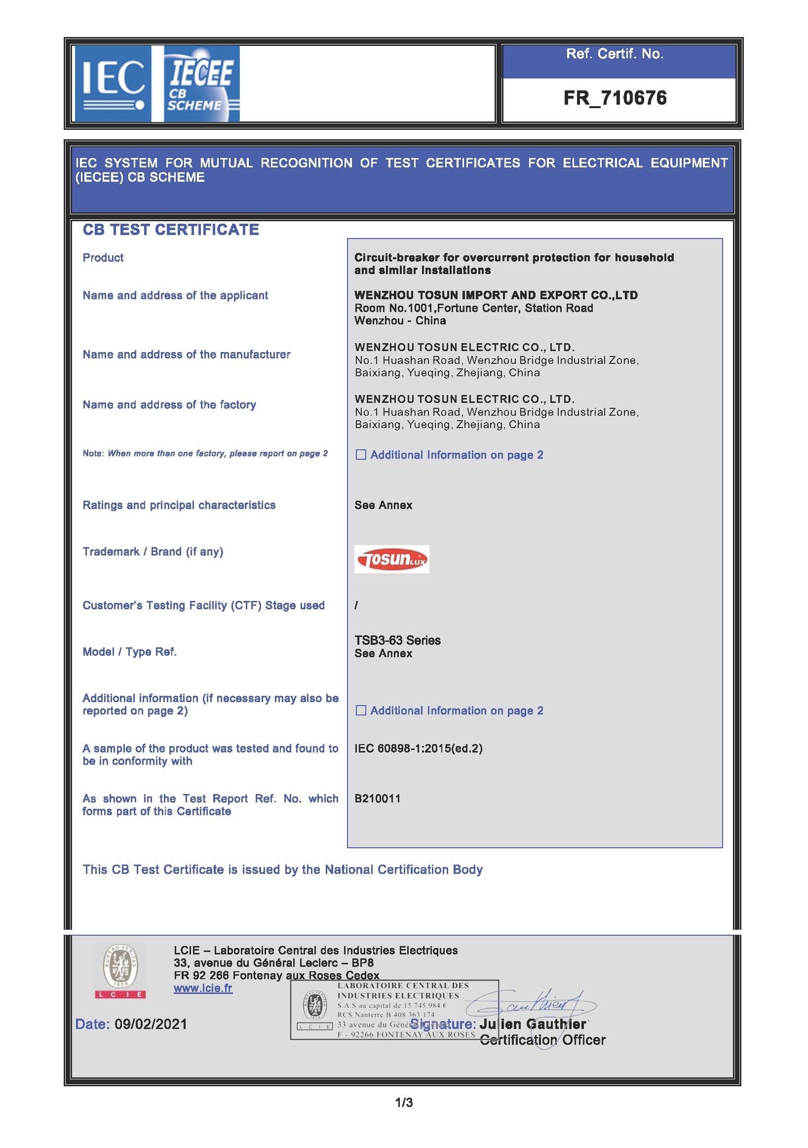 Certificaciones TOSUNlux | CE, CB, TUV y estándares globales