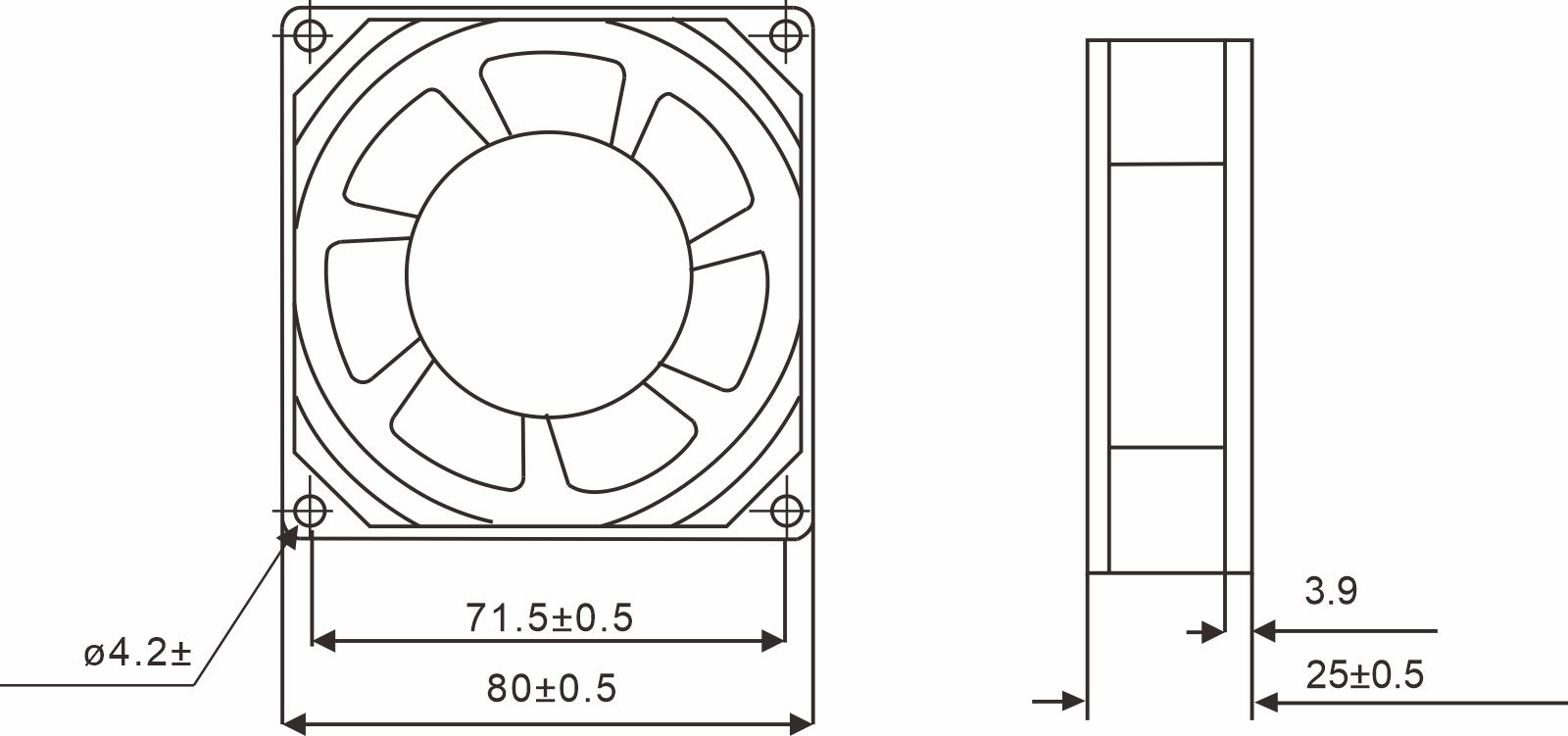 AC Ventilating Fan（80x80x25）