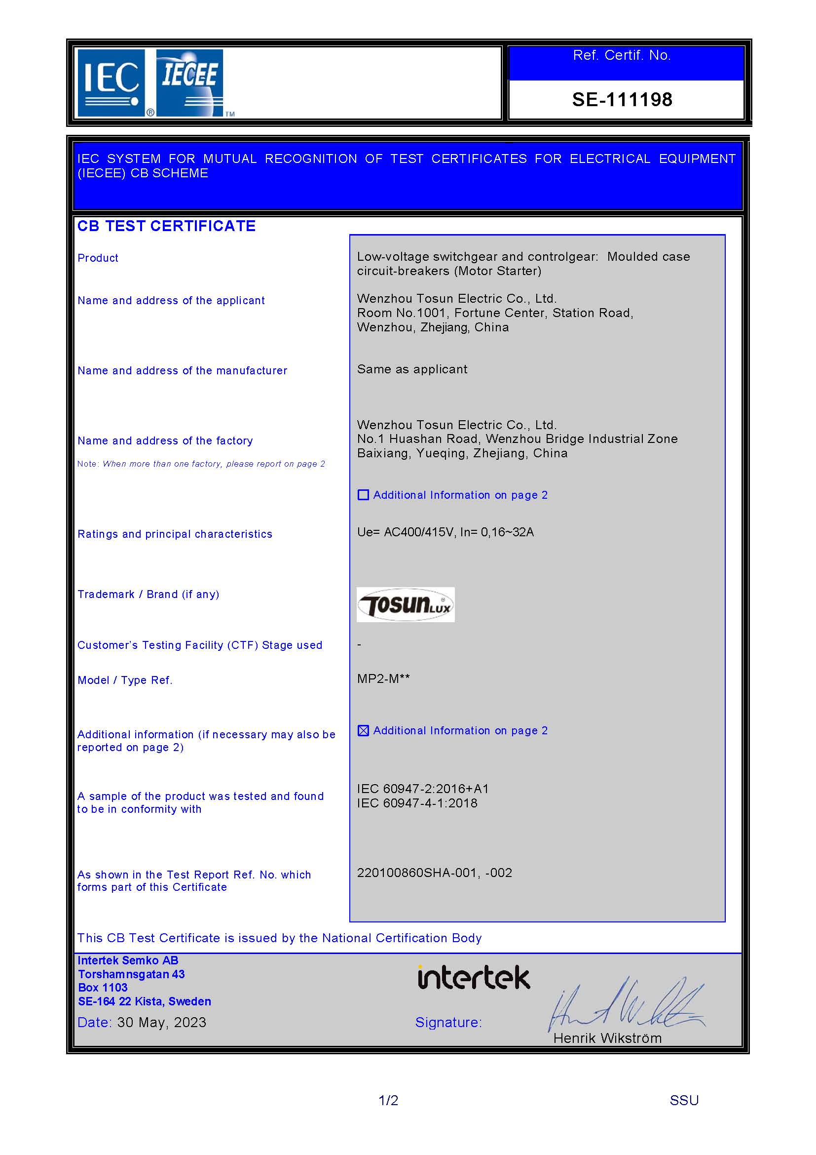 Certificaciones TOSUNlux | CE, CB, TUV y estándares globales